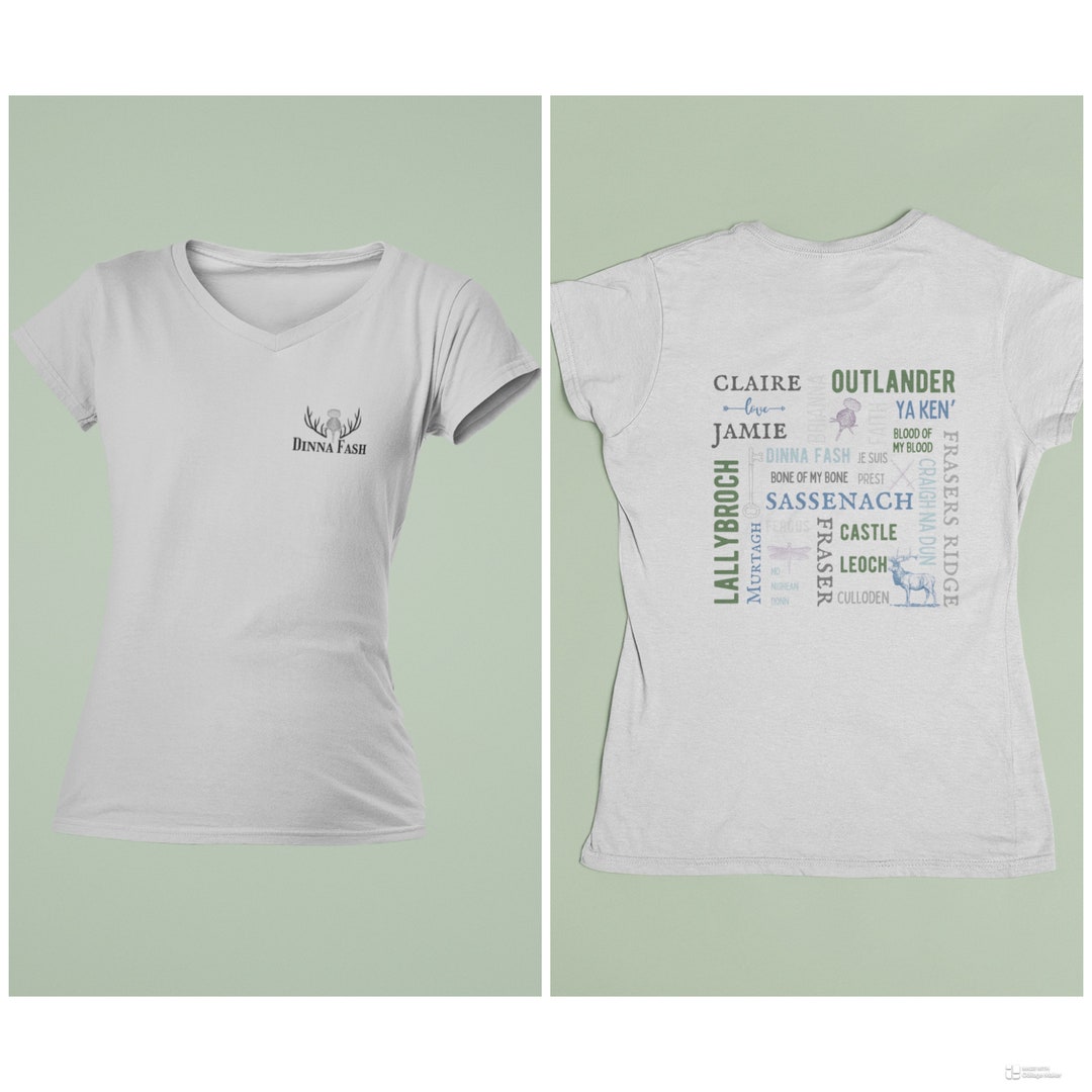 OUTLANDER T-shirt Top DINNA FASH Sassenach Scottish Gaelic Print ...