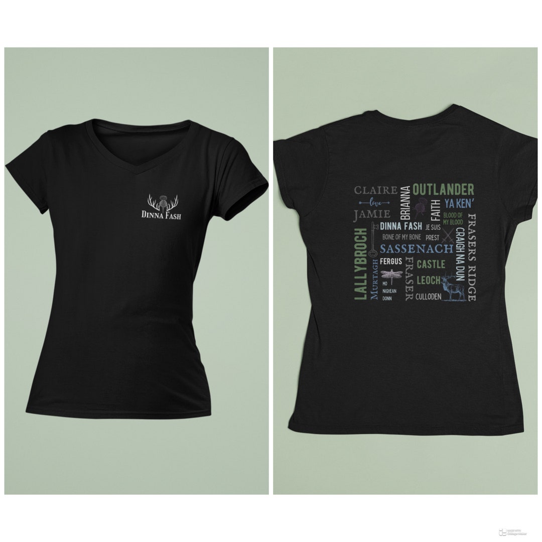 OUTLANDER T-shirt Top DINNA FASH Sassenach Scottish Gaelic Print ...