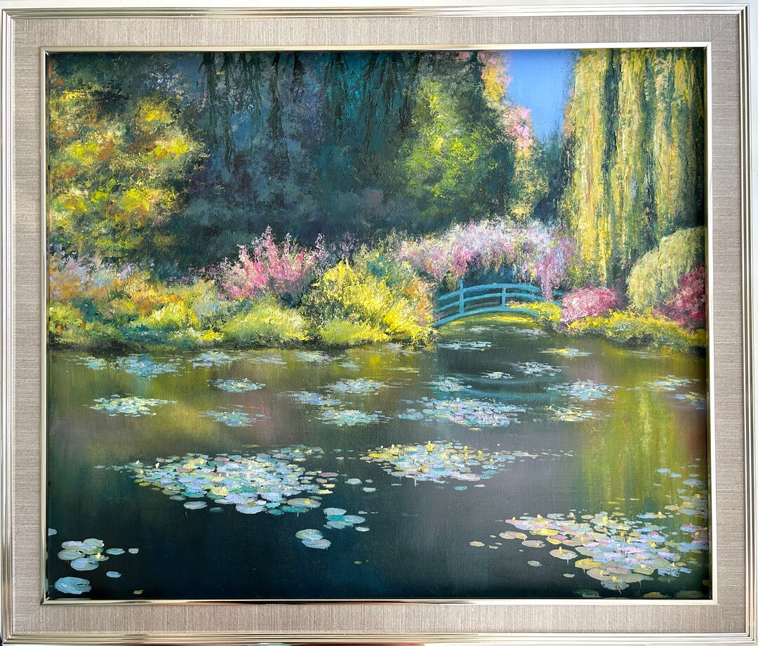 Original Oil Impressionism Painting With Frame, Water Lilies Oil ...