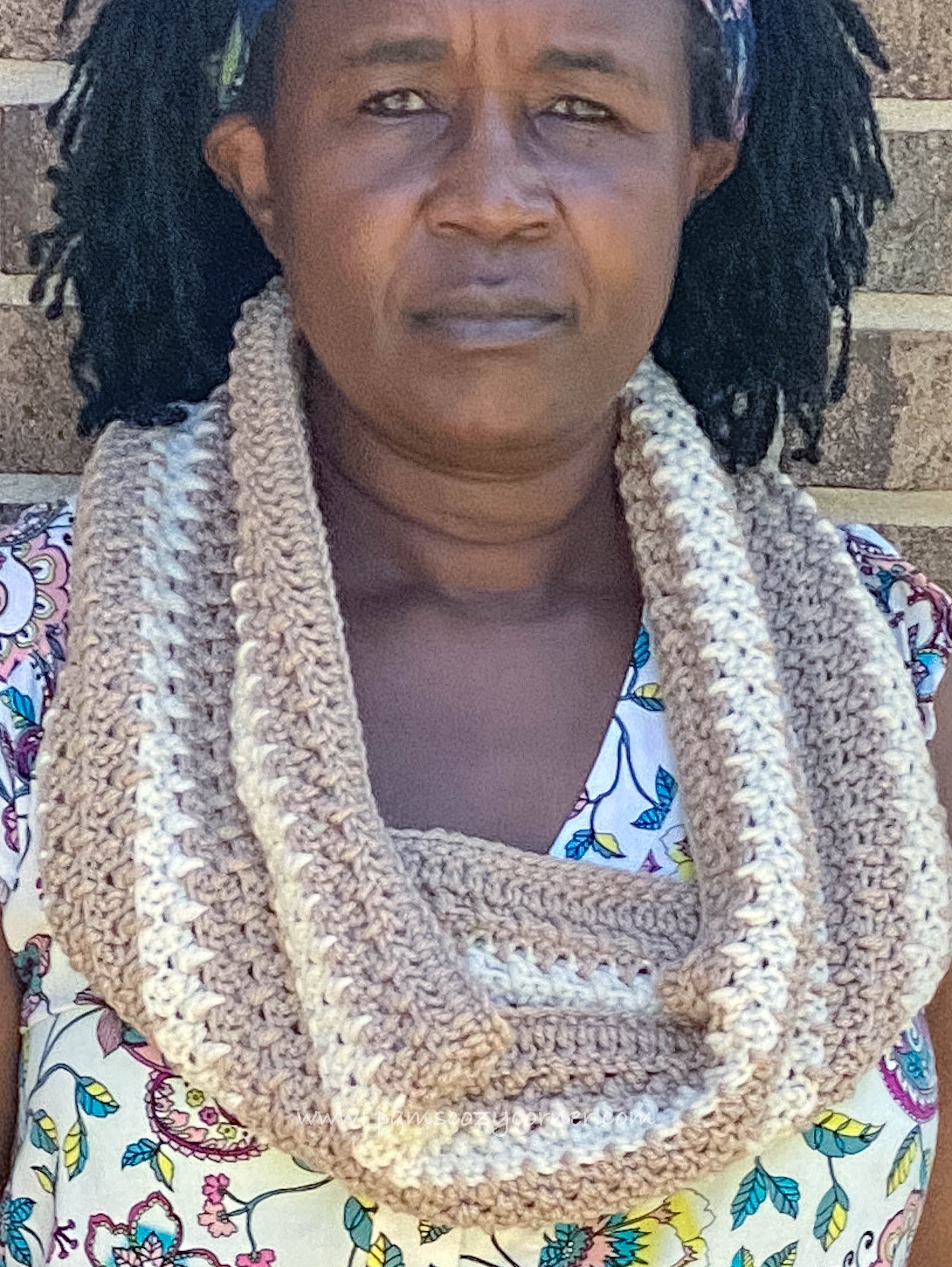 Crochet Infinity Scarf Pattern, Crochet Infinity Scarf Handmade, Beige ...