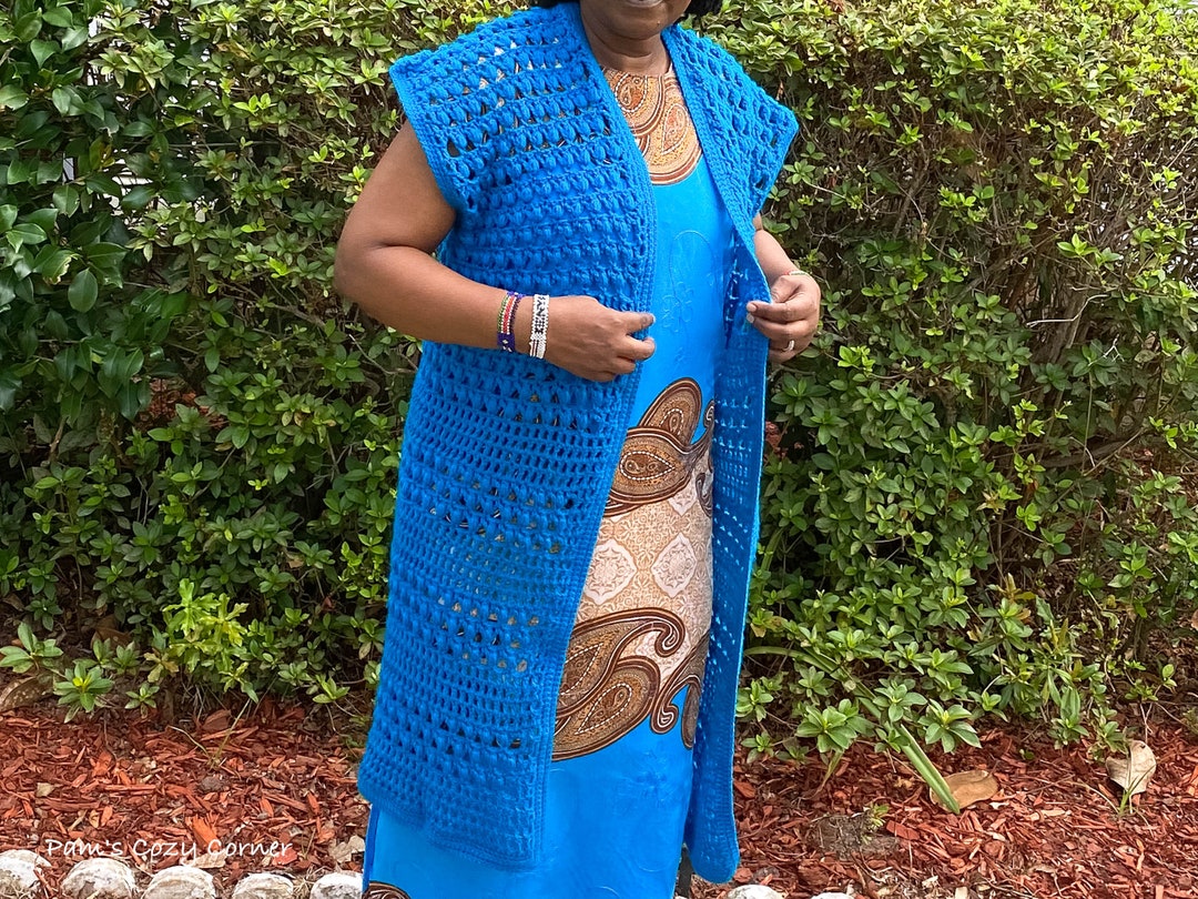 Crochet Lacy Sleeveless Crochet Cardigan, Crochet Long Vest, Women's ...