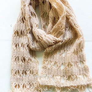 Crochet Pattern-crochet Scarf Pattern-crochet Lacy Scarf-gold Lacy ...