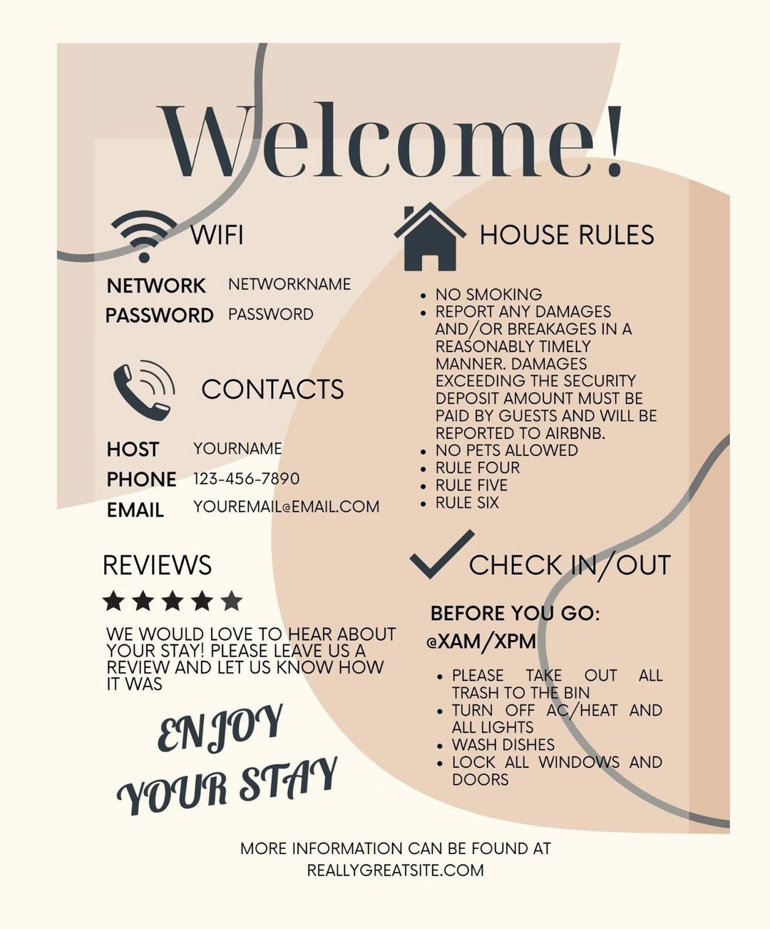 AIRBNB/VRBO Vacation Rental Info Sign / Signs for Rental Home / Rental ...