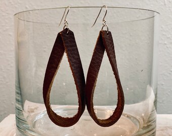 Leather Loop Earrings - Etsy