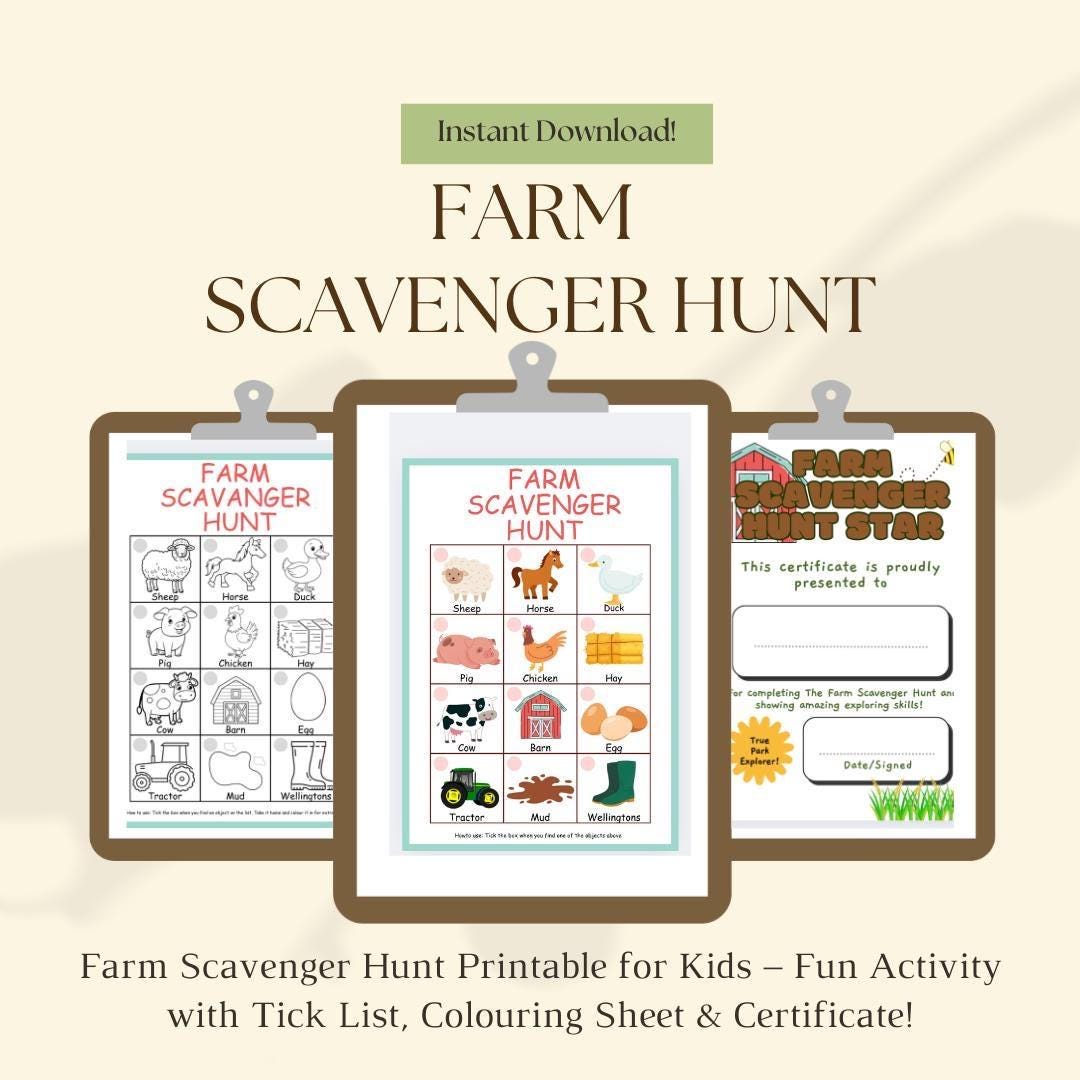 Farm Scavenger Hunt Printable for Kids – Fun Activity With Tick List ...
