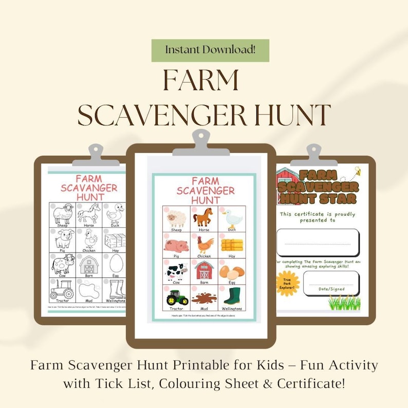 Farm Scavenger Hunt Printable for Kids – Fun Activity With Tick List ...