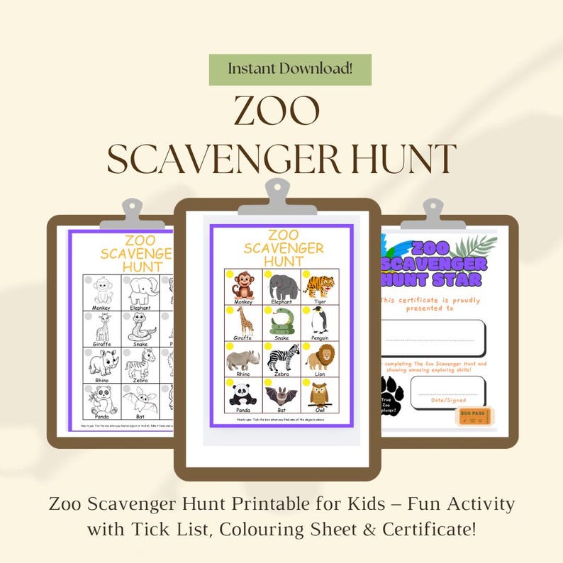 Zoo Scavenger Hunt Printable for Kids – Fun Activity With Tick List ...
