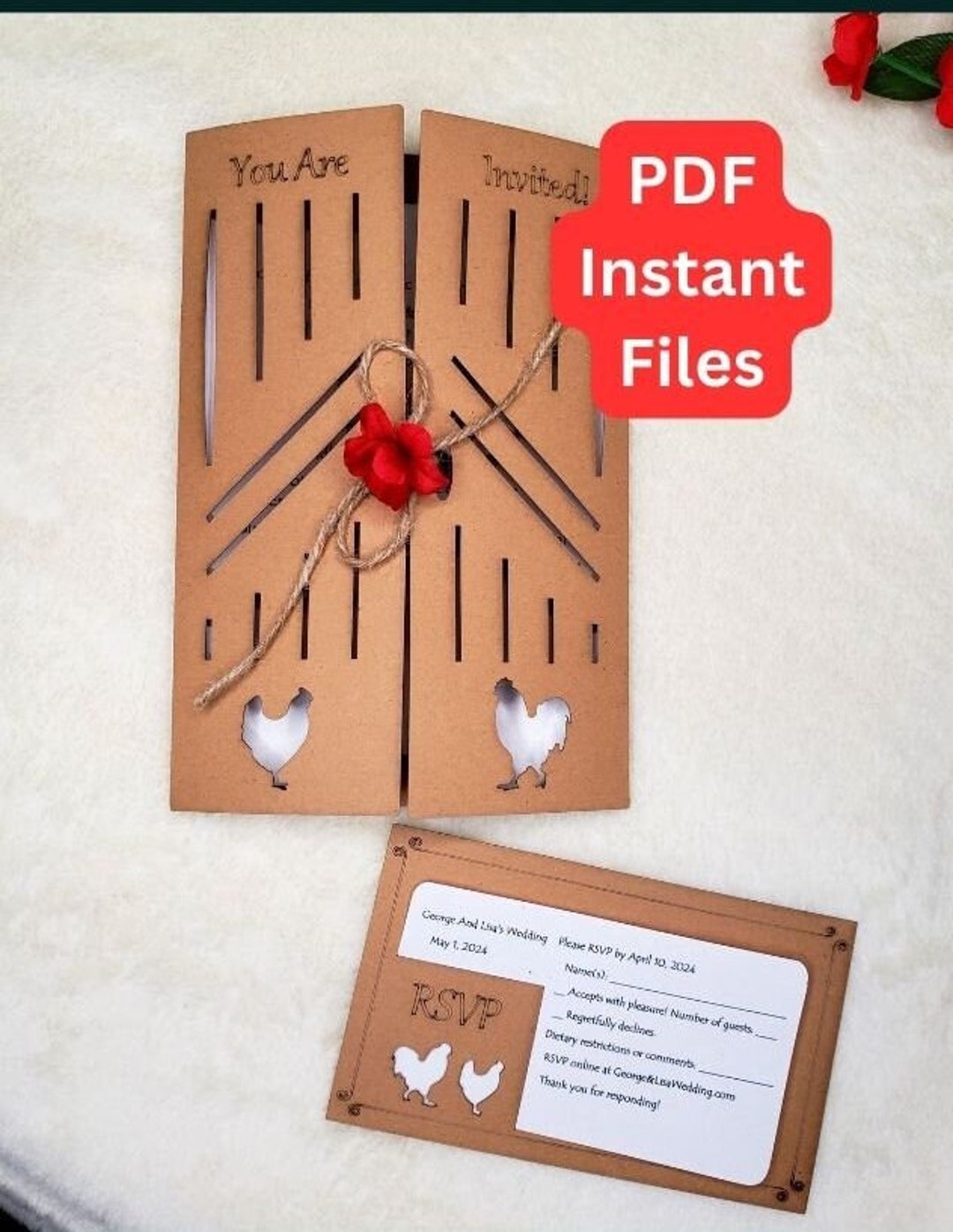 Chicken Card PDF File Perfect for Fun Weddings, Birthdays or Any ...