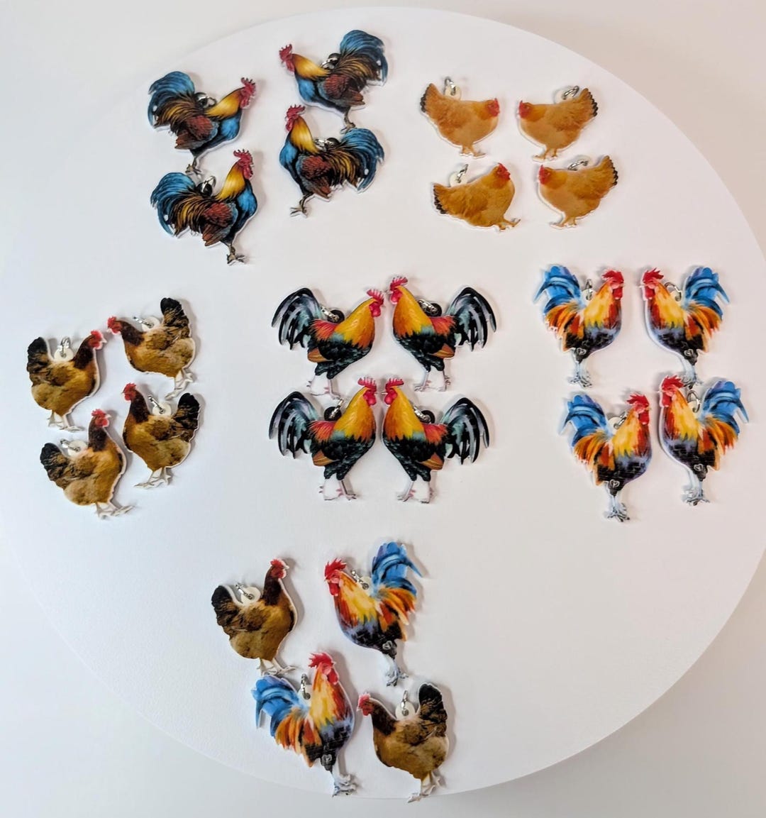 Chicken Rooster Charms Polymer Farmhouse Jewelry Making, 4pcs Chicken ...