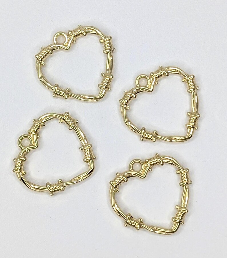 Valentine Heart Barbed Wire Gothic Style Charms Gold or Silver Color ...