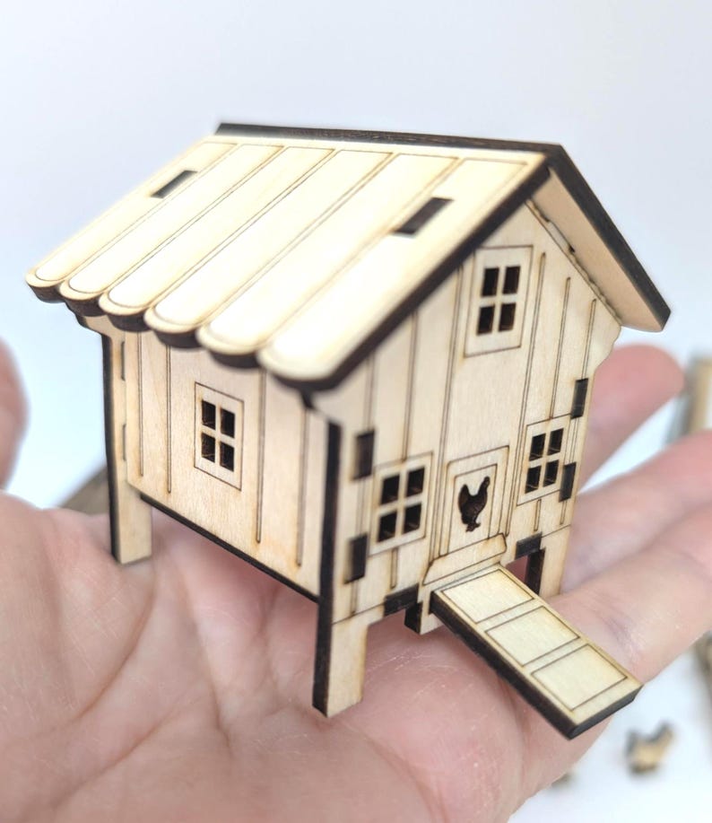 Mini Chicken Coop Diorama Kit, Hen House W Fence, Ramps, Laying Benches ...