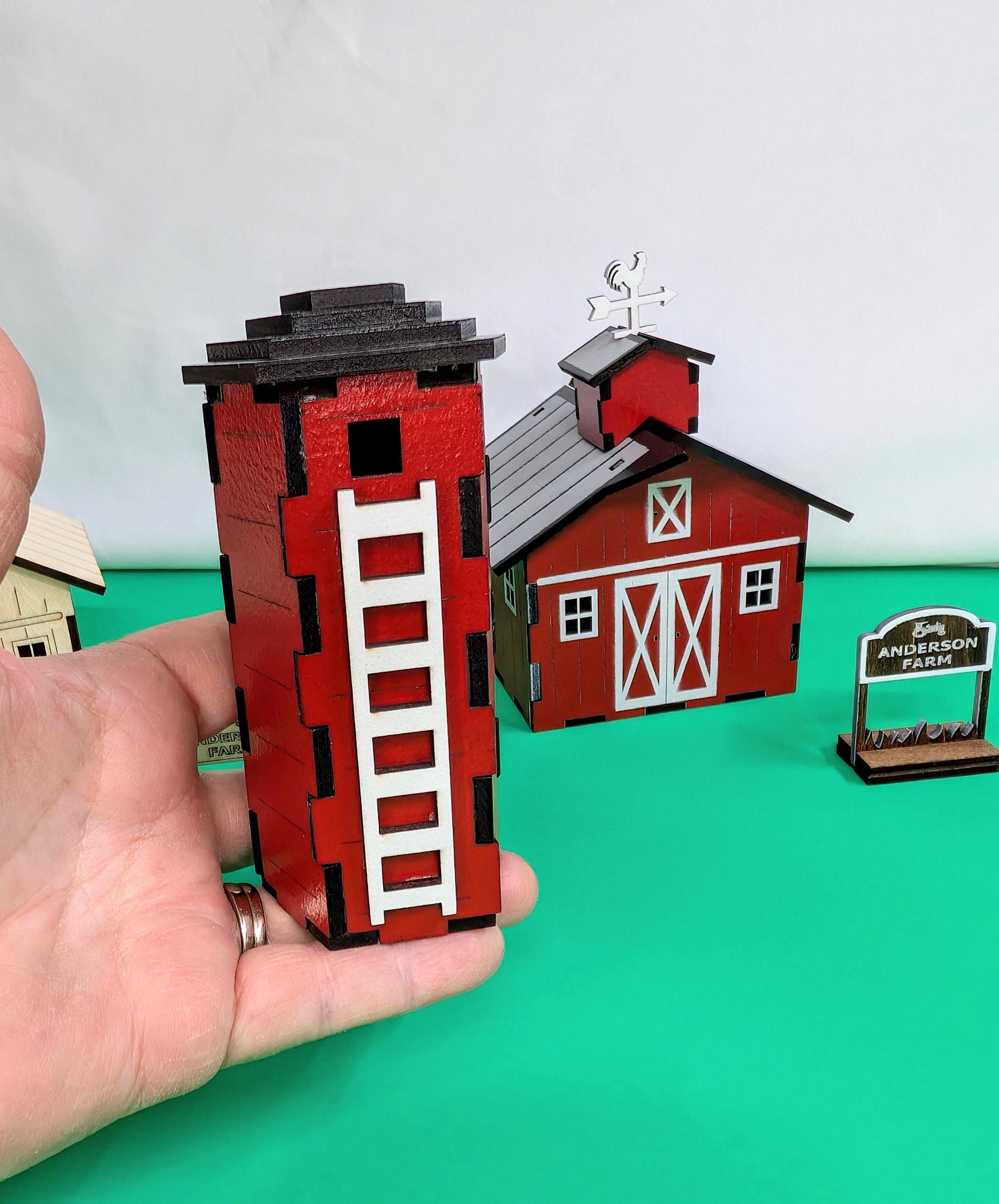 Miniature Barn & Silo DIY Kit 4 1/2" Tall-1:48 Scale or 7 1/2" Tall 1 ...