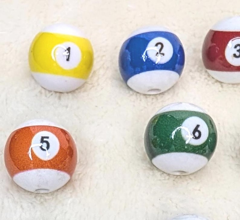 Pool Ball Beads 16mm – 2mm Hole for Keychains, Necklaces, Car Charms ...