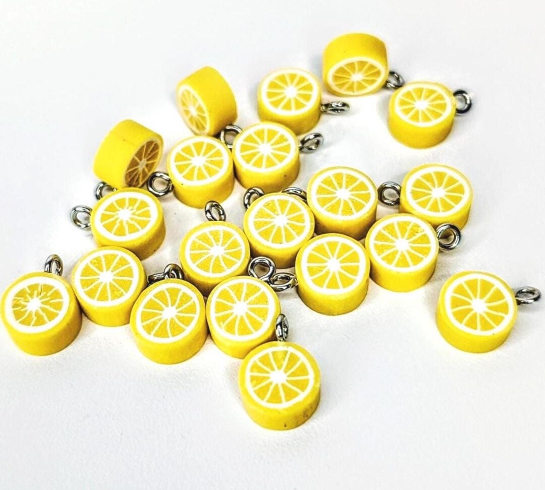 Lemon Slice Charms: Polymer Clay Citrus Fruit, Jewelry Making - 20 Pack ...