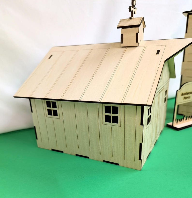 Barn and Silo Kit Mini Farm Diorama DIY, Approx 4" or 7" Barn, HO Scale ...