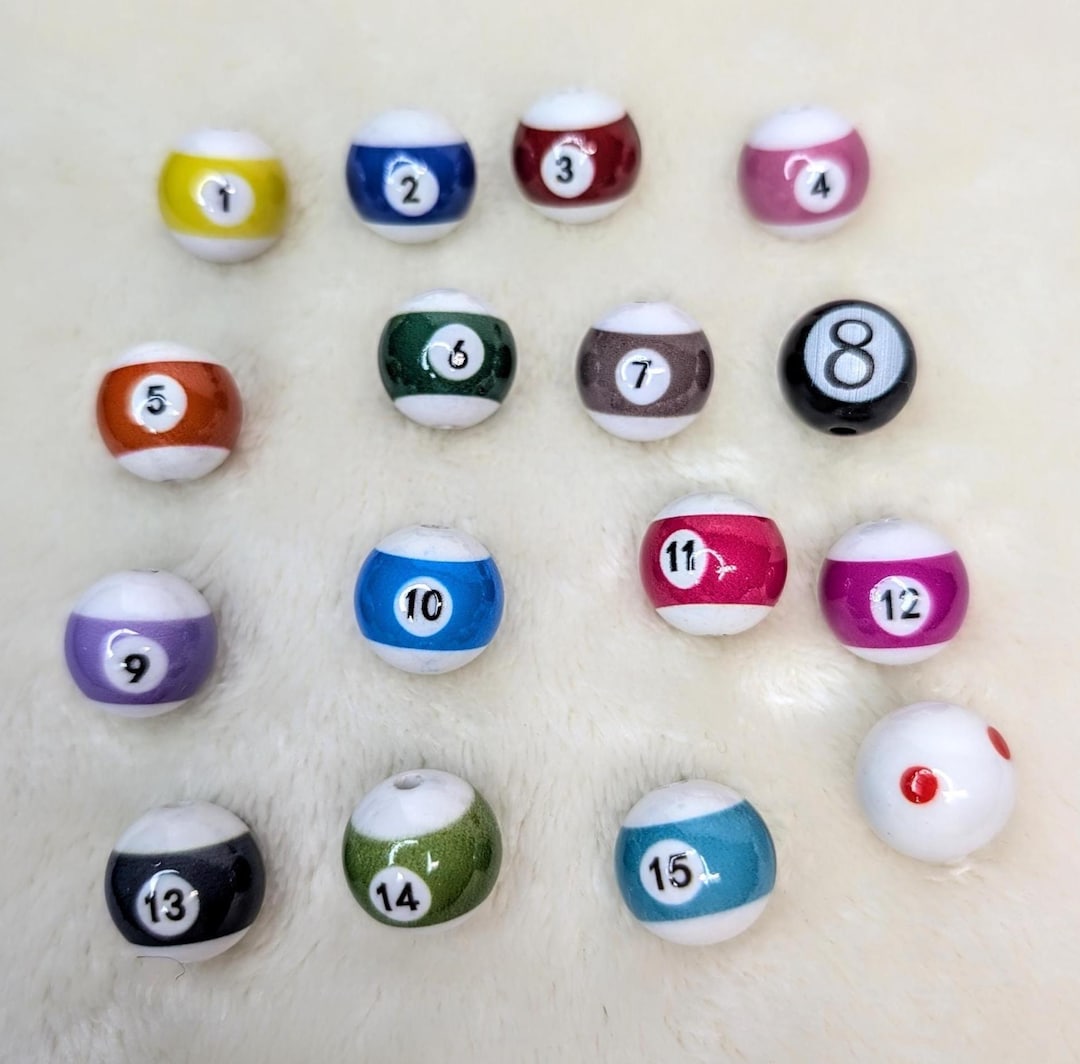 Pool Ball Beads 16mm – 2mm Hole for Keychains, Necklaces, Car Charms ...