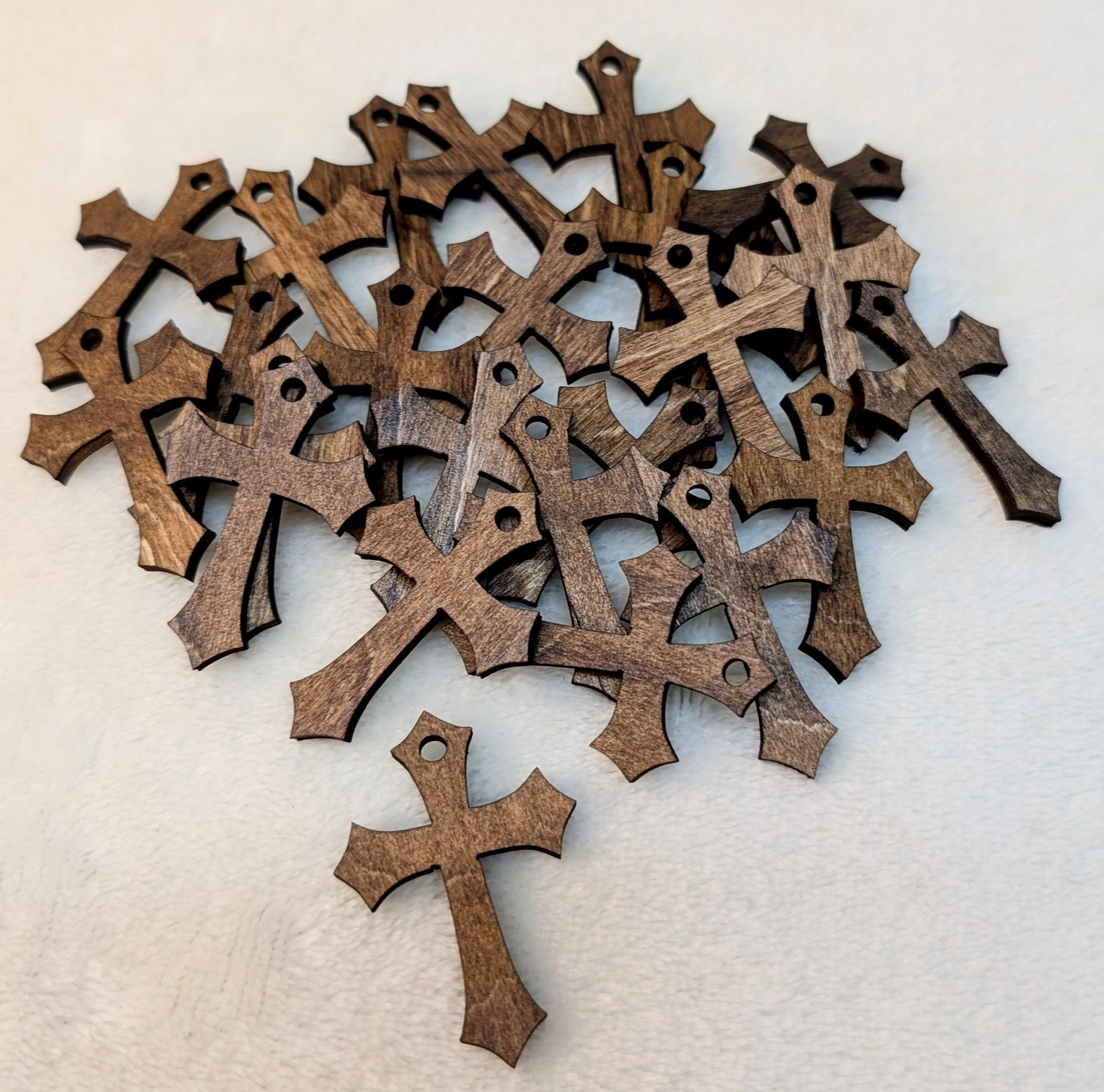 Wooden Cross Pendants: Christian Craft Supplies, 25 Pack, 4 Style ...