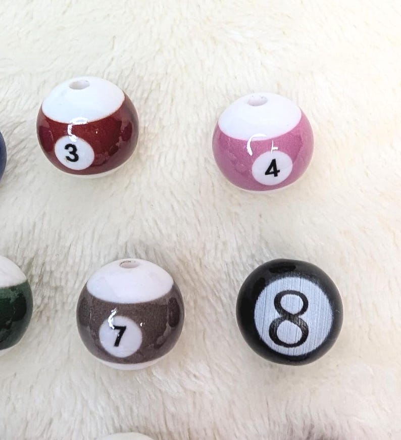 Pool Ball Beads 16mm – 2mm Hole for Keychains, Necklaces, Car Charms ...