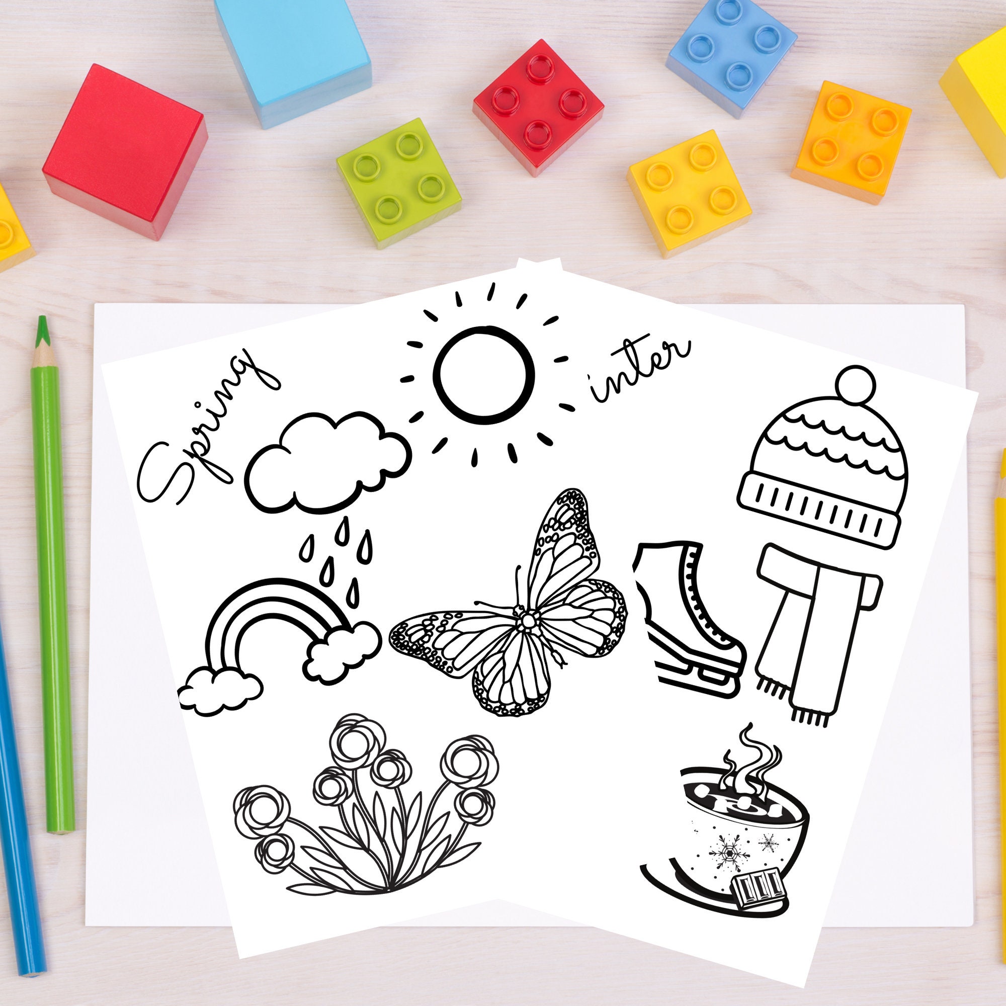 4 Seasons Coloring Pages Printable - Etsy