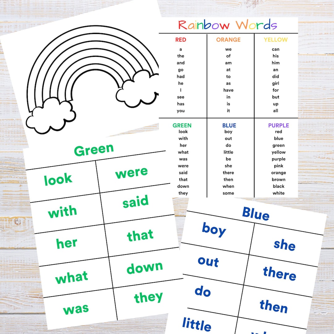 Rainbow Site Words for Preschool Kindergarten Homeschool - Etsy
