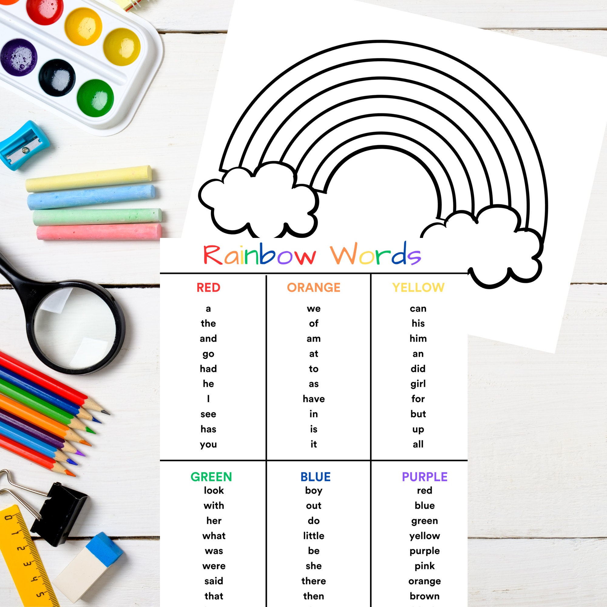 Rainbow Site Words for Preschool Kindergarten Homeschool - Etsy