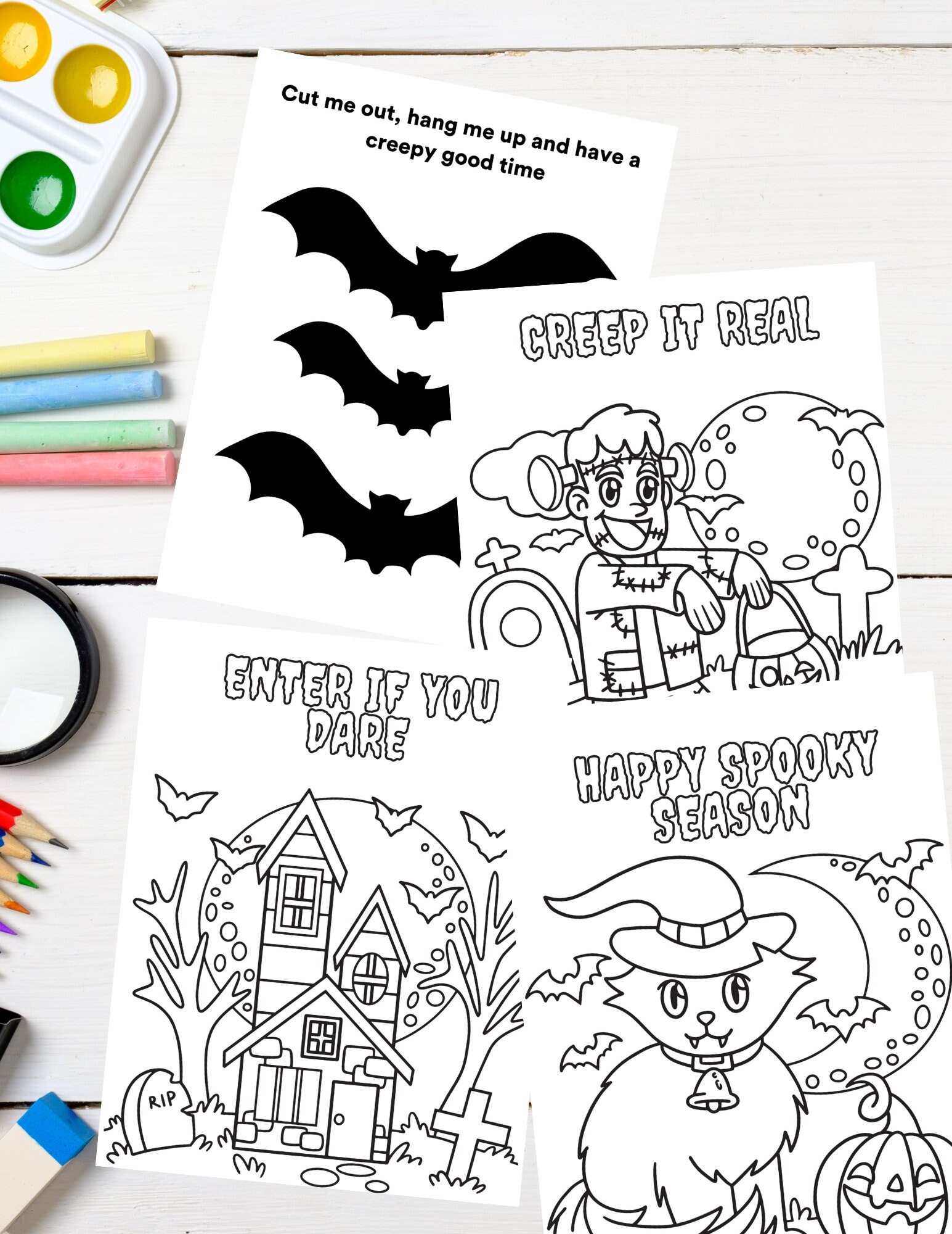 Kids Halloween Craft Set: Coloring Sheets & Cutouts - Etsy