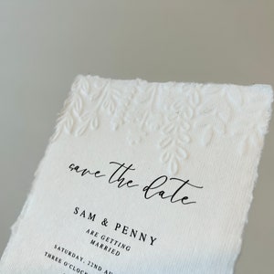 Embossed Floral Save the Date, Personalised Modern Elegant Wedding ...