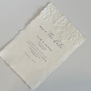 Embossed Floral Save the Date, Personalised Modern Elegant Wedding ...