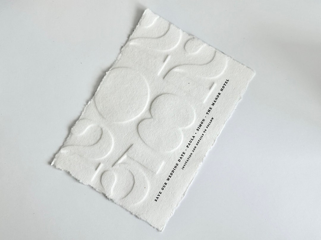 Embossed Save the Date, Personalised Modern Elegant Wedding Invitation ...