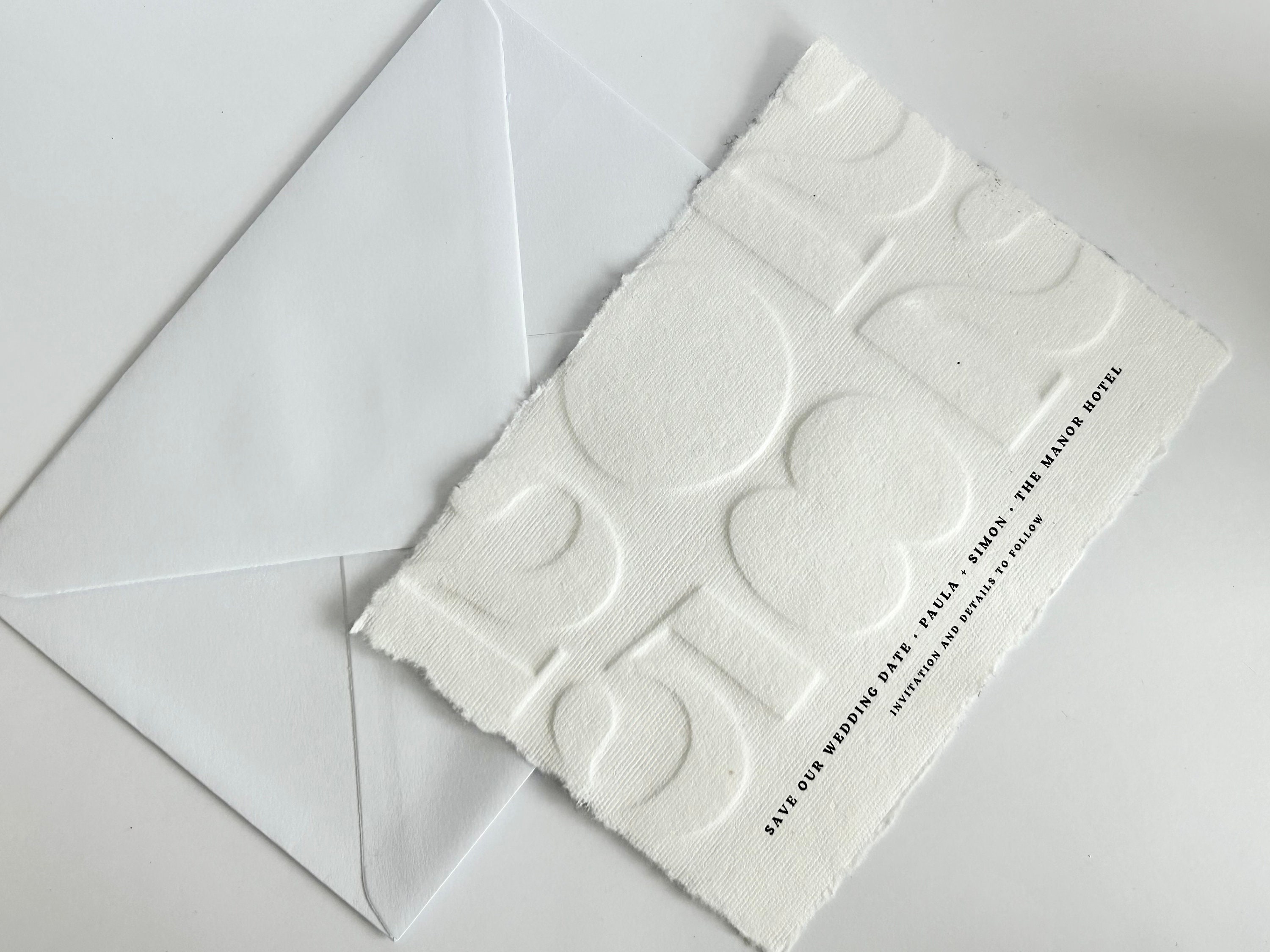 Embossed Save the Date, Personalised Modern Elegant Wedding Invitation ...