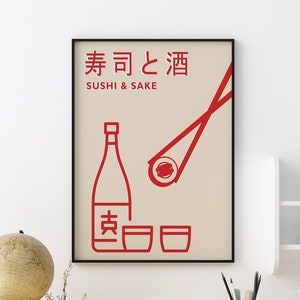 Japanese Print, Japanese Poster, Sushi & Sake, Food Art, Food Print ...