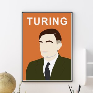 Alan Turing Art Poster, Minimalist Portrait Print, Classroom Decor - Etsy