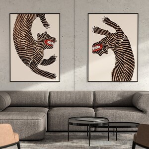 Set of 2 Japanese Art Prints Japanese Poster Set Vintage | Etsy