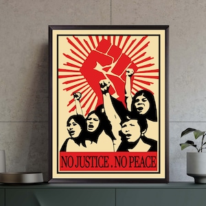 No Justice No Peace Poster, BLM Anarchist Socialist Communist Print ...