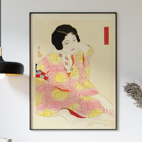 Vintage Japanese Poster With Female Illustration Art Print - Etsy