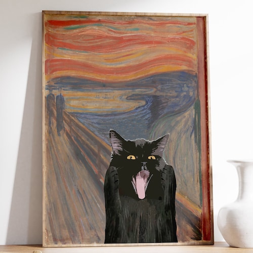 Edvard Munch Scream Cat Print Edvard Munch Cat Poster Cat - Etsy