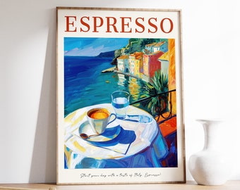 Coffee Poster, Italian Espresso Print, Kitchen Decor, Retro Coffee Art ...