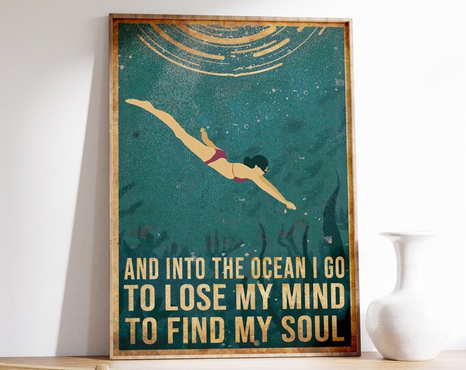Into the Ocean I Go Poster Spiritual Yoga Sea Water - Etsy