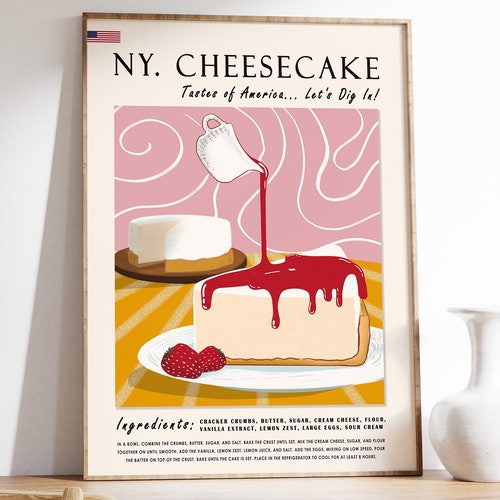 American Food Poster New York Cheesecake Dessert Poster Art - Etsy