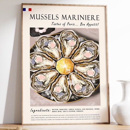 French Mussels Food Poster Food Art Paris Print Kitchen - Etsy