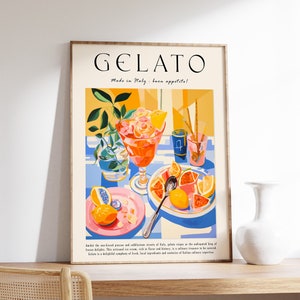 Italian Gelato Poster, Dessert Food Print, Kitchen Decor, Food and ...