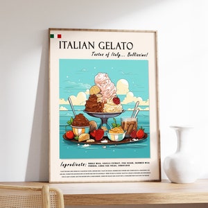 Italian Gelato Poster, Gelato Food Print, Italian Dessert Poster ...