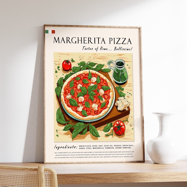 Italian Food Print Pizza - Etsy