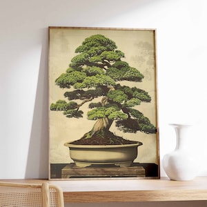 Japanese Bonsai Tree Art Print, Oriental Wall Decor - Etsy