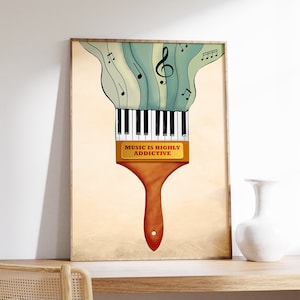 Music Wall Art, Piano Paintbrush Art Print, Music Decor, Music Gift ...