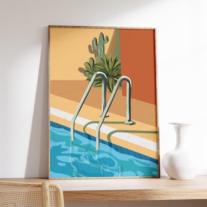 Swimming Pool Wall Art, Swimming Art Print, Swimming Poster, Blue Art ...