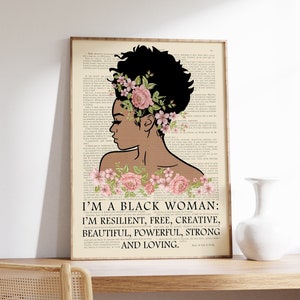 Black Female Quote Poster, Afro Art, Vintage Poster, Vintage Print ...