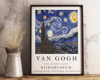 Vincent Van Gogh Exhibition Poster Starry Night Over the | Etsy