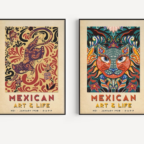 Mexican Poster Sets Mexican Wall Art Decor Floral Wall - Etsy UK