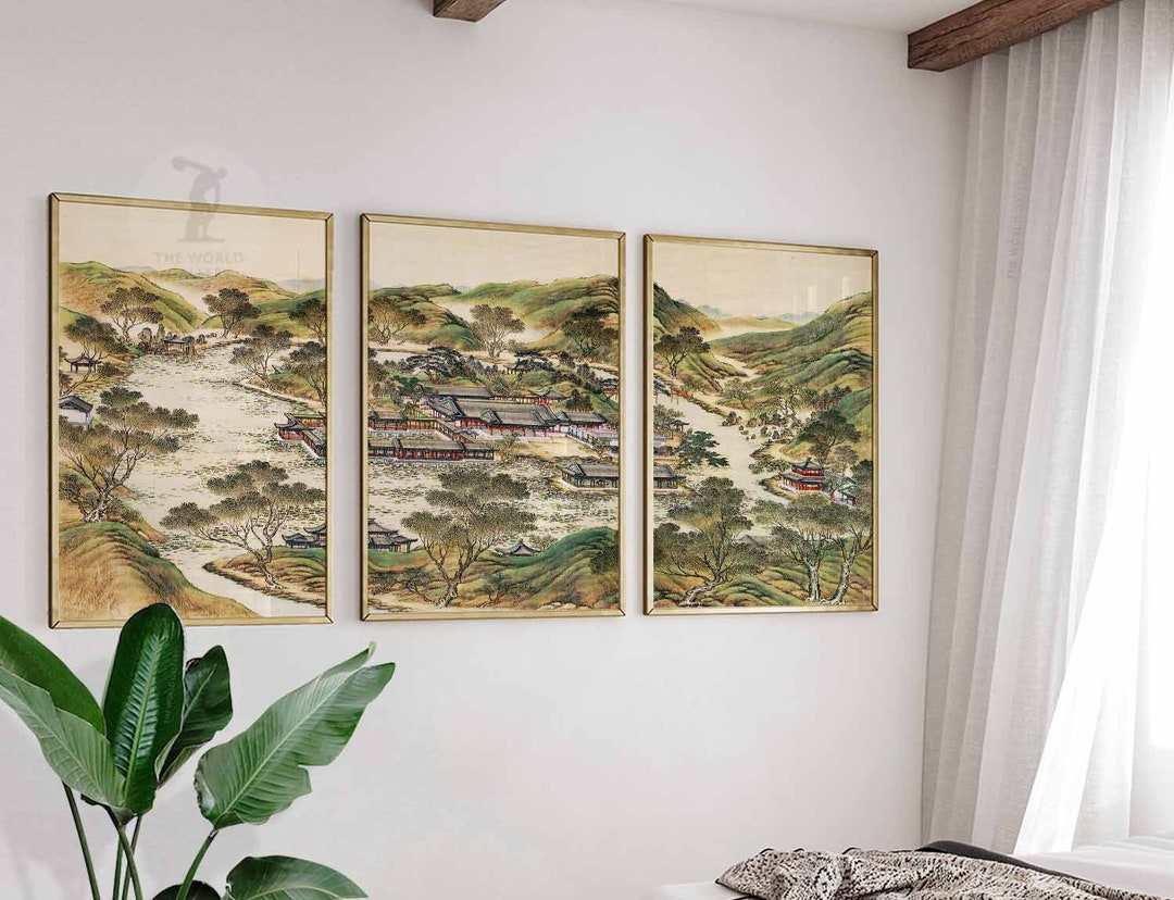 Chinese Landscape Art Print Set, Oriental Wall Decor - Etsy